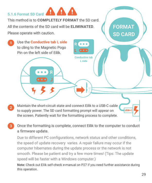 How to format SD card of the robot?